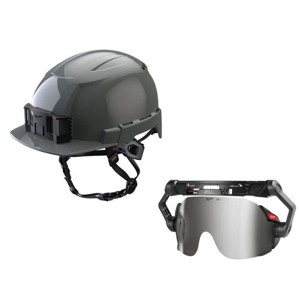 Milwaukee BOLT Gray Type 2 Class E Front Brim Non-Vented Safety Helmet ...