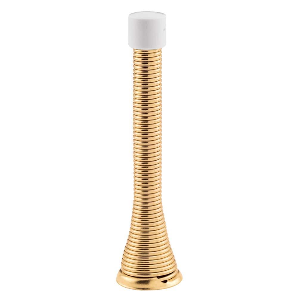 Prime-Line Door Stop 4 in. Reach Spring Steel Brass Plated Heavy-Duty ...