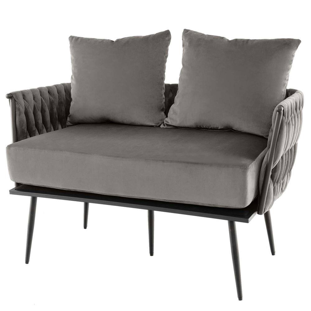 Costway Modern 43 in. Straight Arms Upholstered Dutch Velvet Rectangle ...