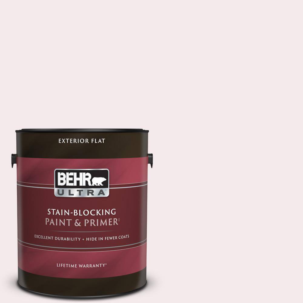 BEHR ULTRA 1 gal. #PR-W05 Sweet Roses Flat Exterior Paint & Primer ...