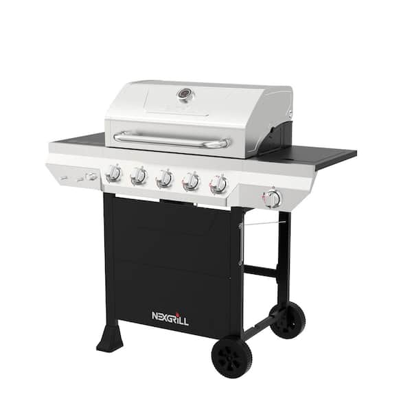 Nexgrill 5-Burner Propane Gas Grill in Stainless Steel with Side Burner ...
