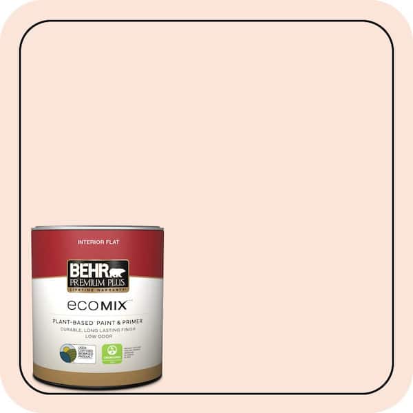 BEHR PREMIUM PLUS 1 qt. #210A-1 Cool Cream Flat EcoMix Plant-Based ...