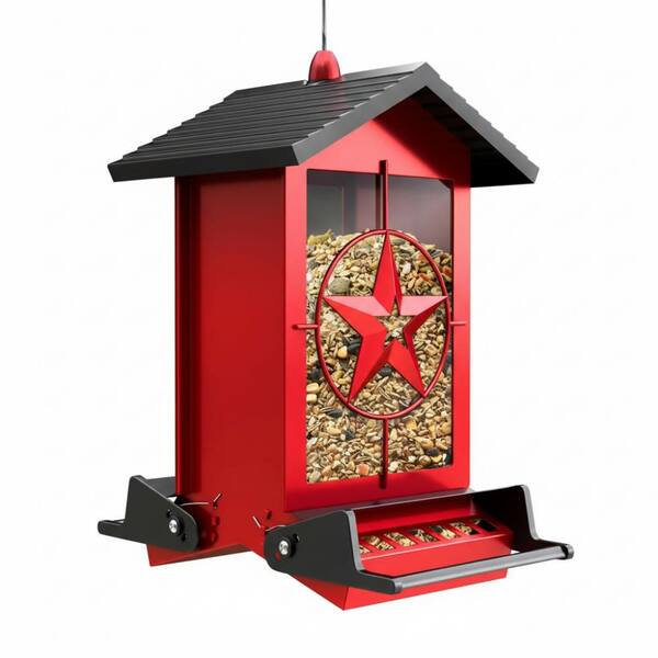 Large Metal Hanging Bird Seed Feeder for Wild Birds 5 lbs. Squirrel ...