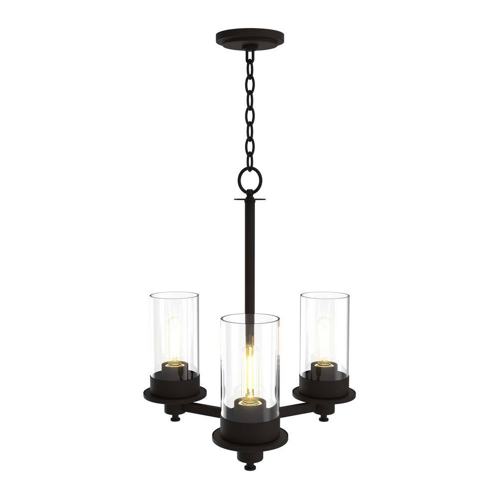 Enbrighten 3-Light Matte Black Globe Chandelier for Indoor with LED ...