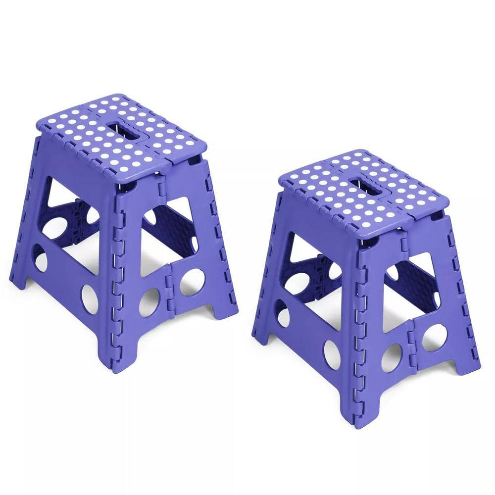Amucolo 15.7 in. Purple Folding Step Stools with Non-Slip Surface and ...
