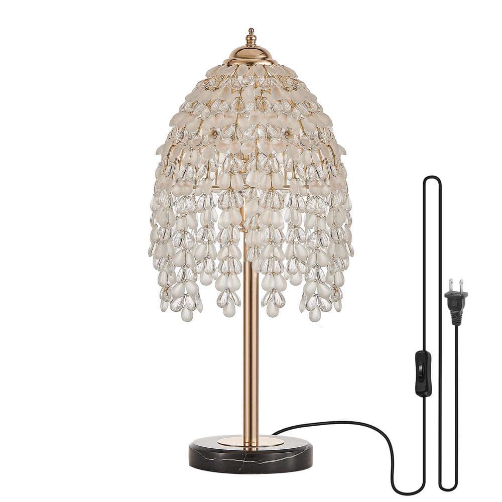GMGSROM 19 in. Indoor Table Lamp with Teardrop-Shaped Grape Crystal ...