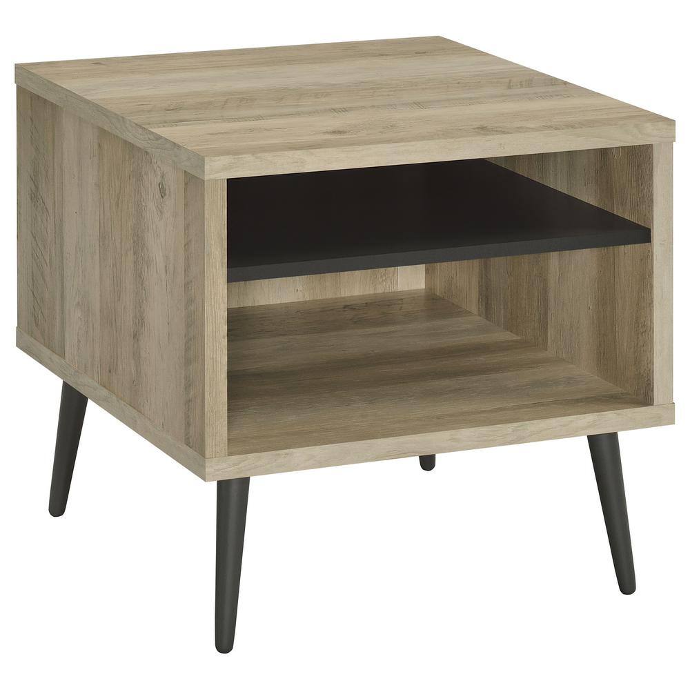 Coaster Welsh 22 in. Antique Pine and Gray Square Engineered Wood End ...