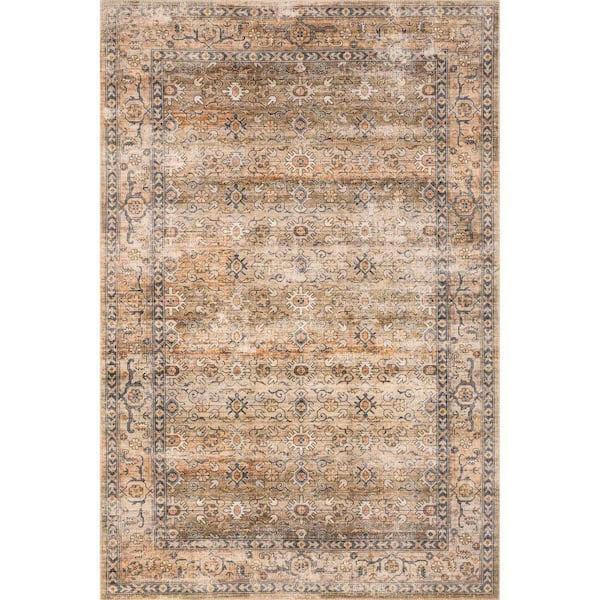 RUGS USA Myrtle Vintage Machine Washable Beige 9 ft. x 12 ft. Area Rug ...