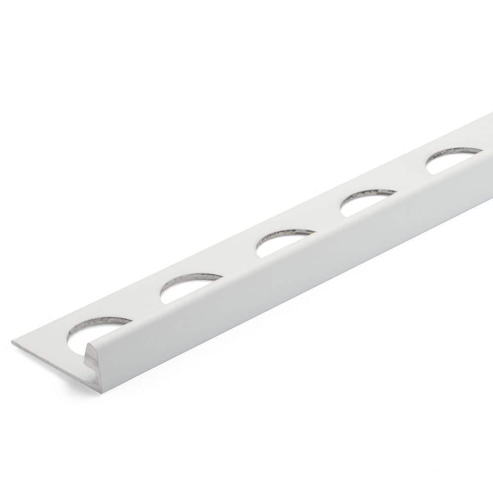 TrimMaster White 3/8 in. x 120 in. Aluminum L-Shaped Tile Edging Trim ...