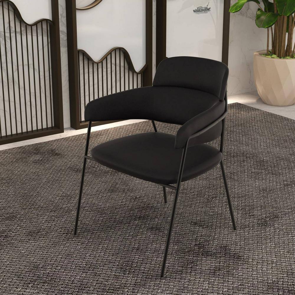 Leisuremod Black Upholstered Dining Chair in Velvet with Powder-Coated ...