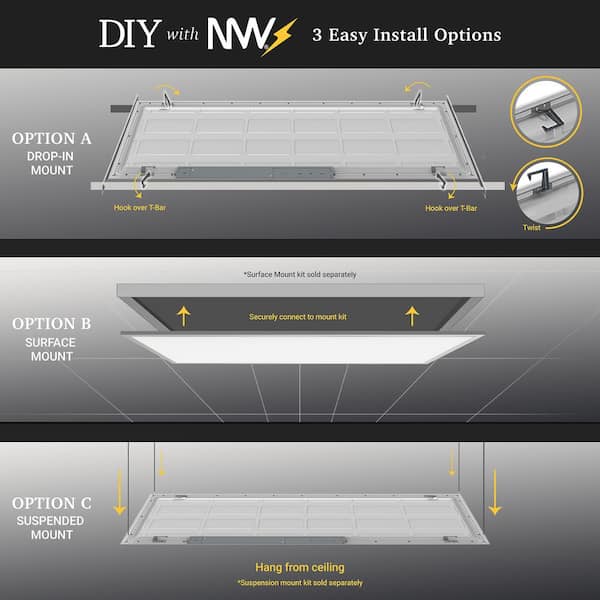 NuWatt 1 ft. x 4 ft. Drop Ceiling Backlit Integrated LED Panel 5CCT 30K ...