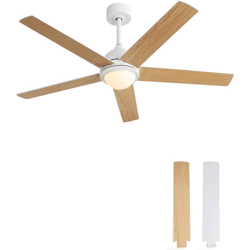 MODERN HABITAT WhisperBloom 52 in. Indoor Oak Ceiling Fan with LED ...