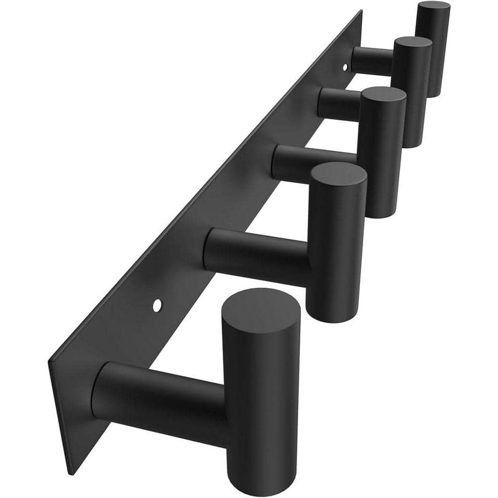 Black Metal Wall Mounted Coat Rack with 5-Hooks for Bathroom Organizer ...