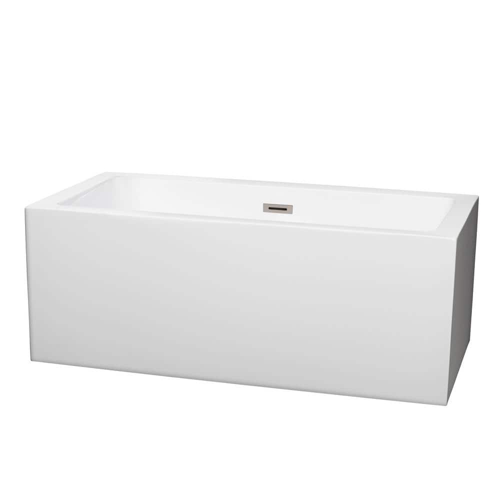 Wyndham Collection Melody 5 ft. Center Drain Soaking Tub in White ...