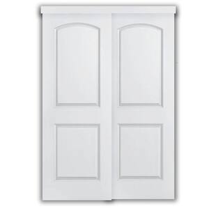 TRUporte 26 in. x 80 in. 105 Series Roman 2-Panel Rounded Top Primed ...
