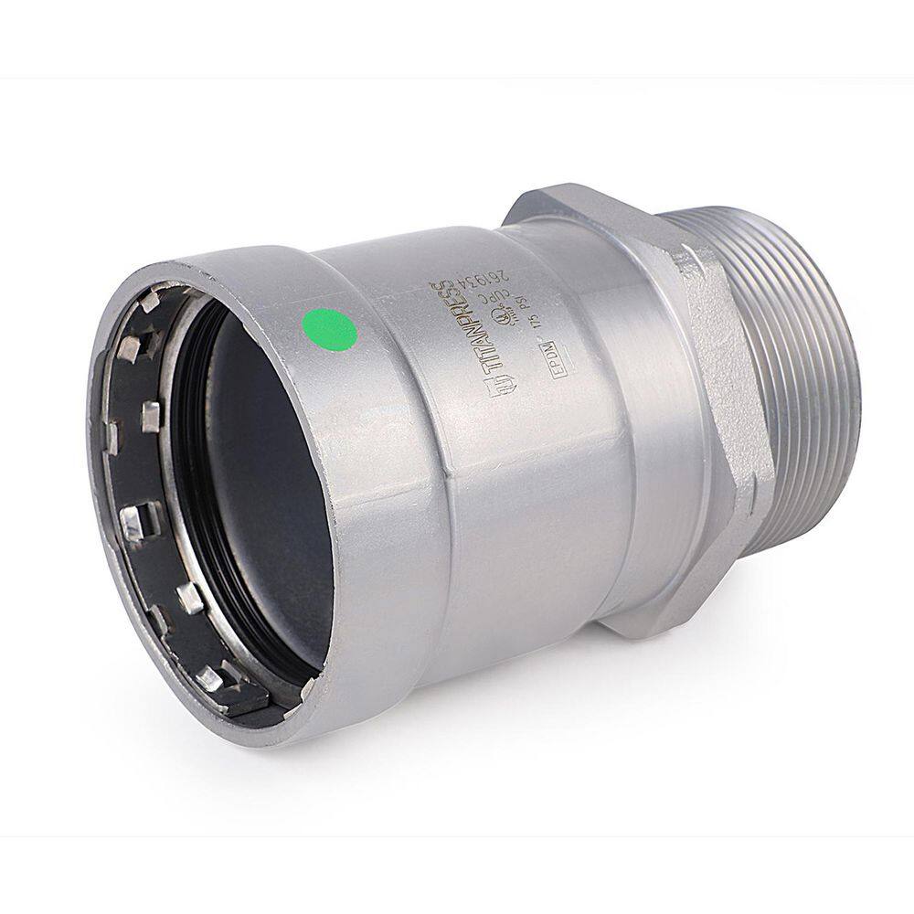 T TITANPRESS 1-1/2 in. Carbon Steel Press x MPT Male Adapter EPDM ...