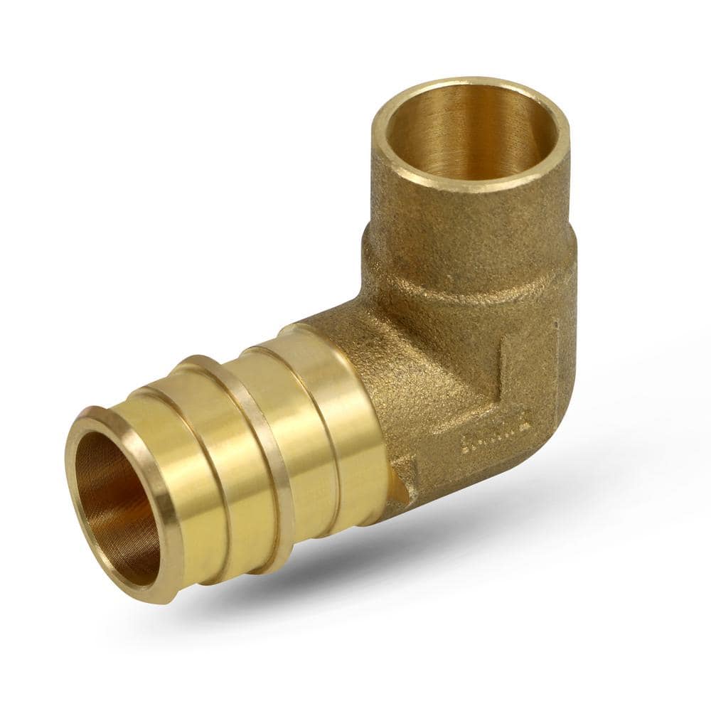 PLUMBFLEX 3/4 in. x 1/2 in. Pex A x Female Sweat Expansion Pex Elbow, Lead Free Brass 90° for ...