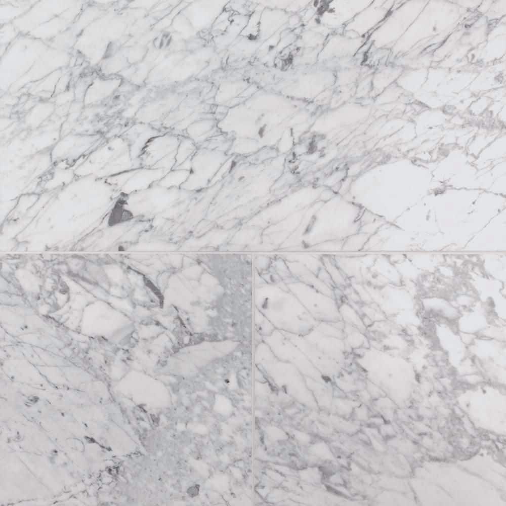 Jeffrey Court Venato White 12 in. x 24 in. Polished Stone Look Marble ...