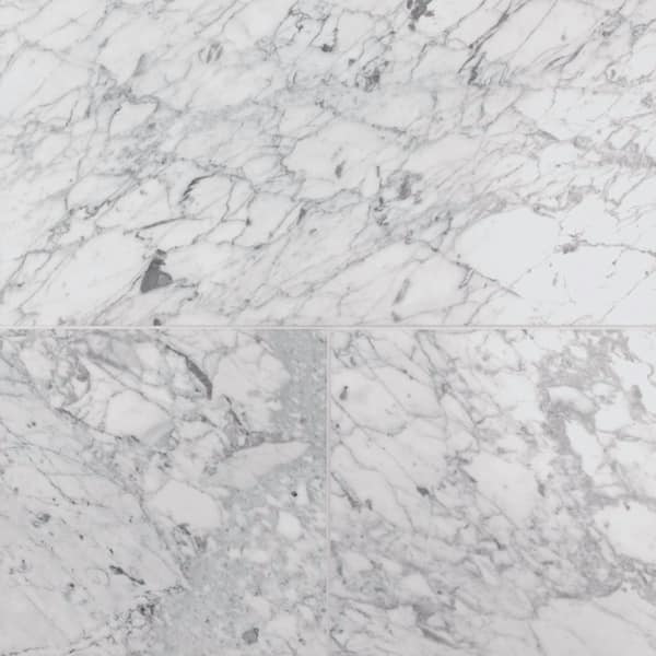 Jeffrey Court Venato White 12 in. x 24 in. Polished Stone Look Marble ...