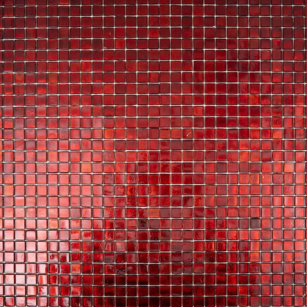 Apollo Tile Skosh 4 in. x 6 in. Glossy Ruby Red Glass Mosaic Uniform ...