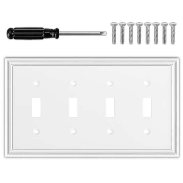 White Standard Size 1-Gang 1-Toggle / 1-Duplex Plastic Wall Plate ...