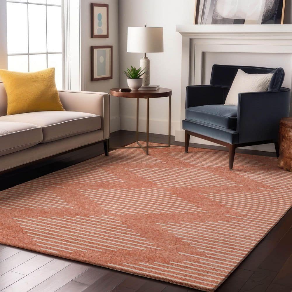 Addison Rugs Mayfield Premium Machine Washable Abstract AMF1016 Salmon ...