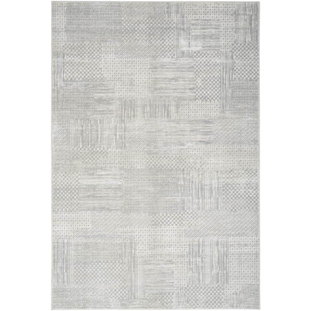 Nourison Glam Silver Grey 5 ft. x 7 ft. Contemporary Area Rug 914439 ...