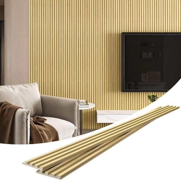 Seafuloy 94.5 in. Solid Wood Acoustic Wall Panels 4-Pack, Oak Slat ...