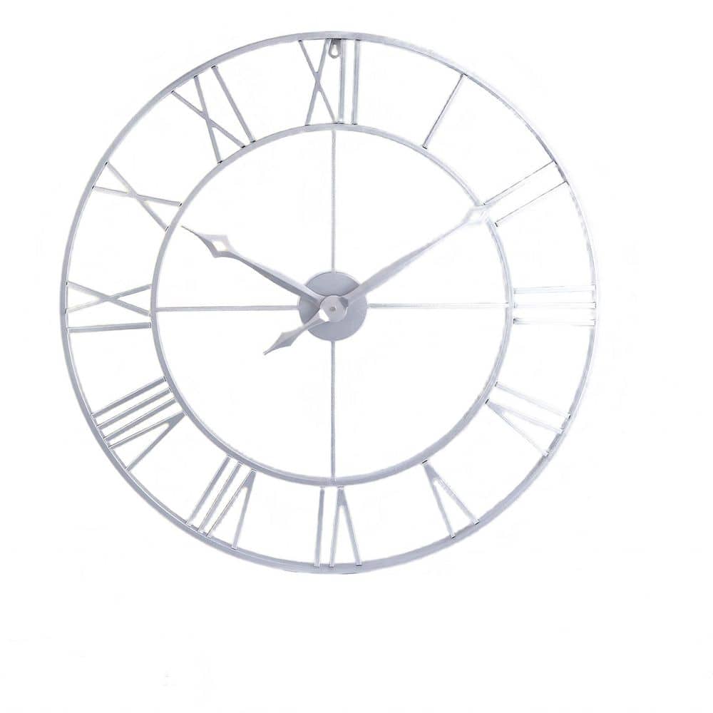 Angel Sar 30 in. Metal Large Wall Clock, Oversized Roman Numeral ...