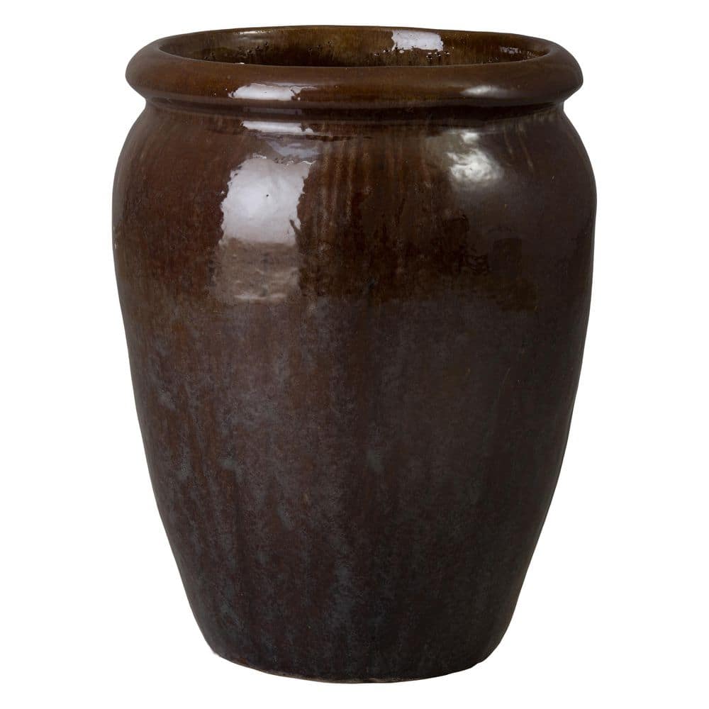 Emissary 20.5in. Variegated Olive Ceramic Round Planter (20.5in. L x 20 ...