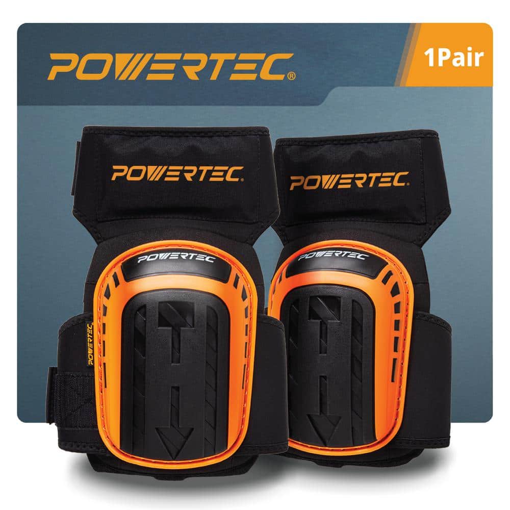‎POWERTEC Black Safety Knee Pads with Adjustable Thigh Straps, Heavy ...
