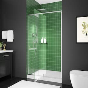 Wynnt 38-42 in. W x 71 in. H Semi Frameless Pivot Shower Door in Black with 1/4 in. (6 mm) SGCC ...