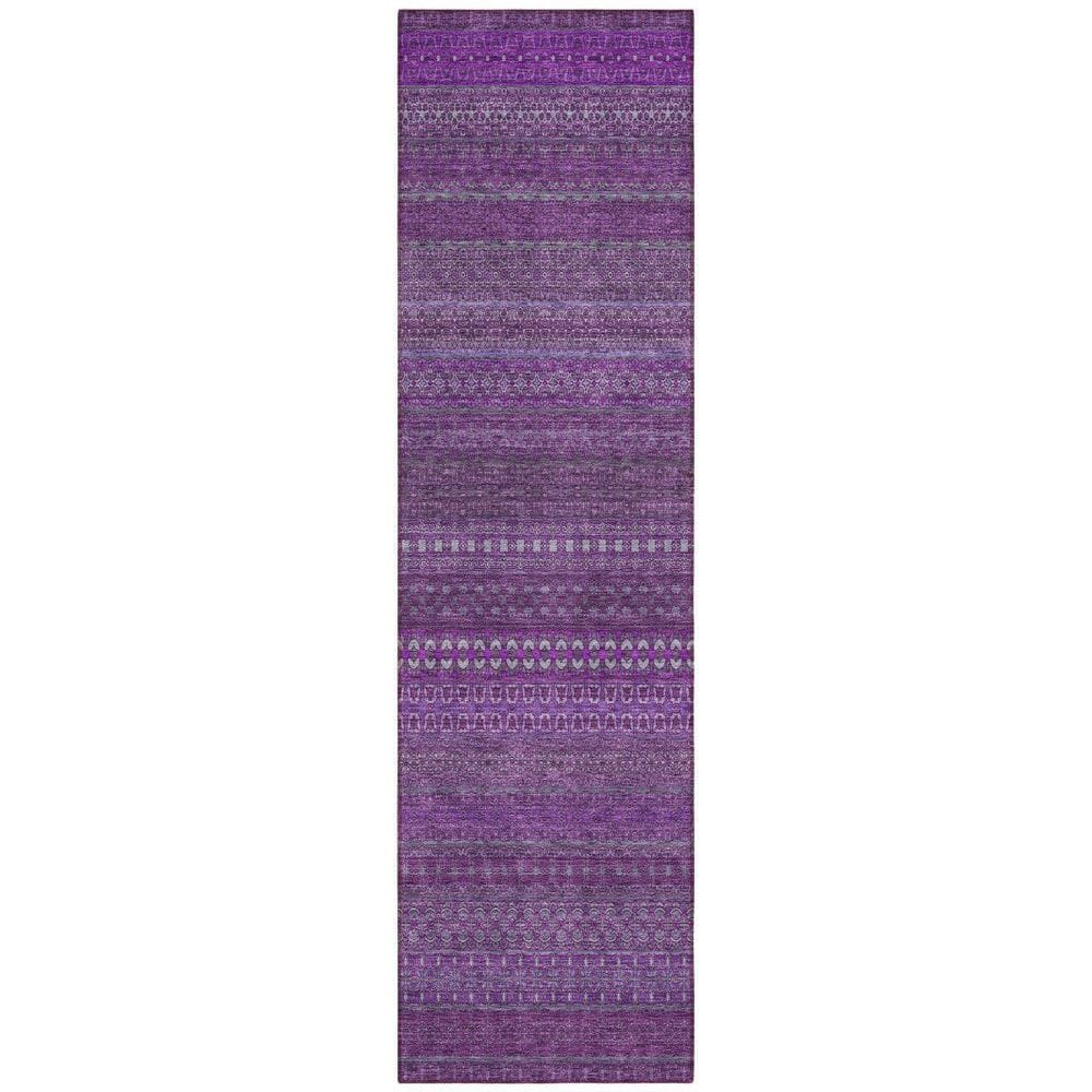 HomeRoots Eggplant 2 ft. x 8 ft. Woven Striped Polyester Runner Indoor ...