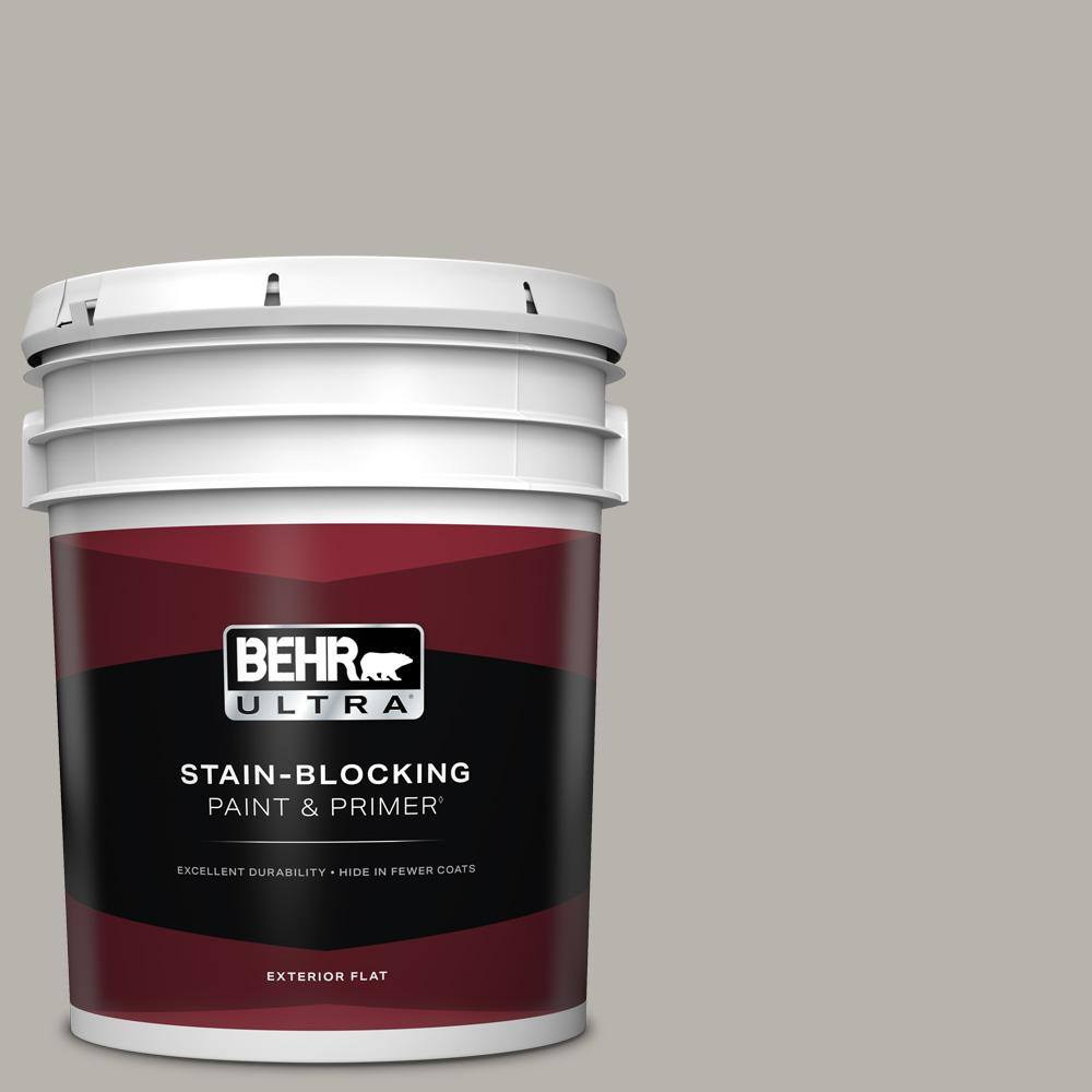 BEHR ULTRA 5 gal. #PPU24-11 Greige Flat Exterior Paint & Primer 485405 ...