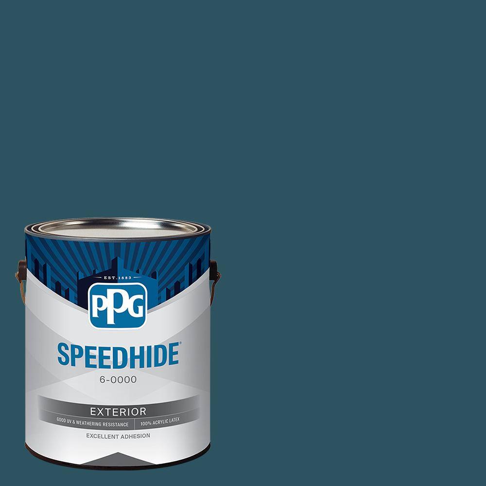 SPEEDHIDE 1 gal. PPG1149-7 Blue Bayberry Semi-Gloss Exterior Paint ...
