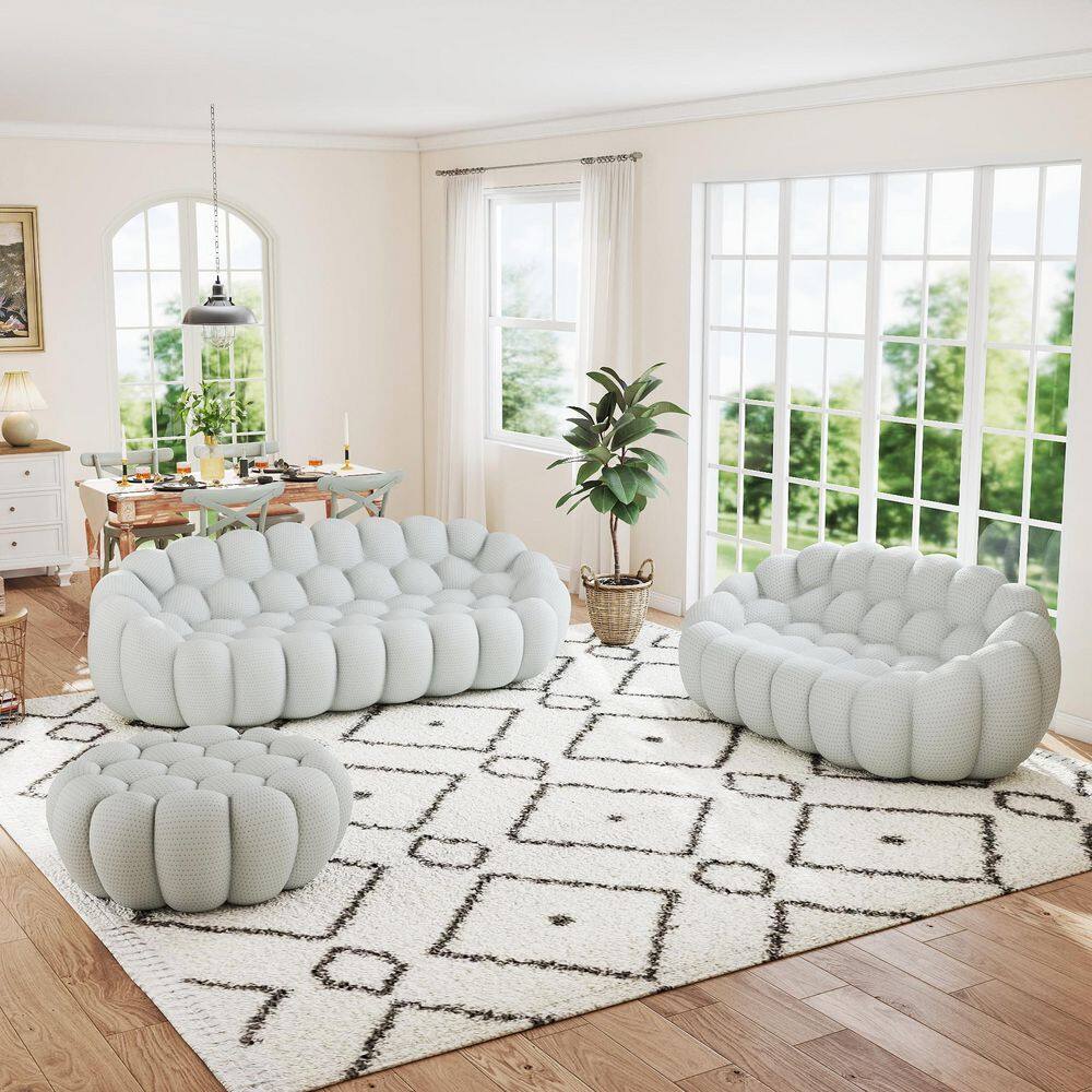 Magic Home (3-Piece) Bubble Armless Couch, 98 in. Gray Mesh Fabric ...
