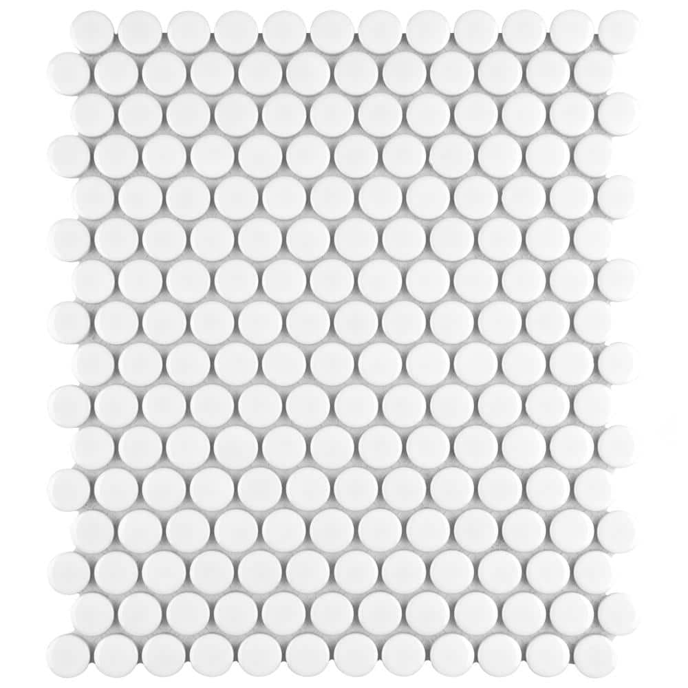 Merola Tile Metro Penny Glossy White 9-3/4 in. x 11-1/2 in. Porcelain ...