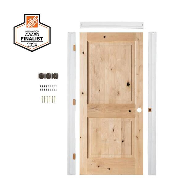 Krosswood Doors DIY 32 in. x 80 in. Knotty Alder Square Top Left-Hand ...