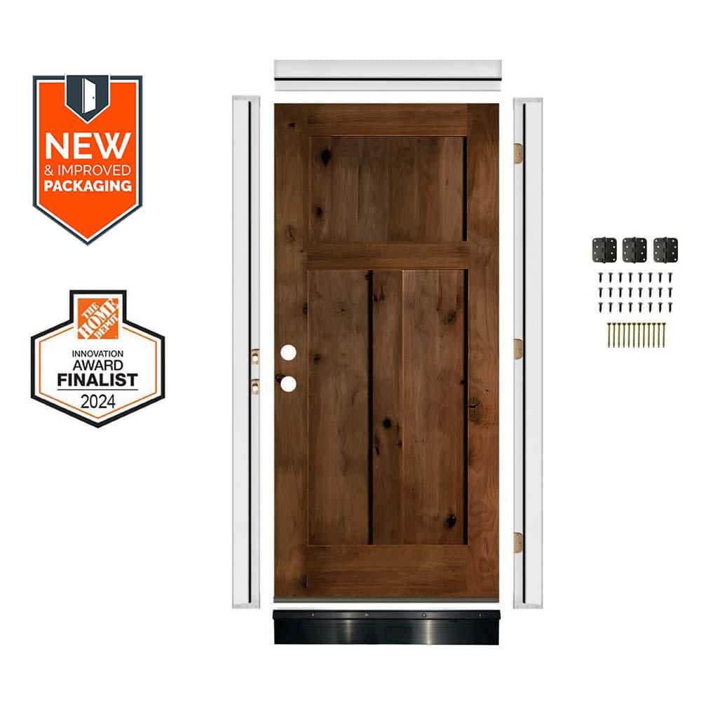 Krosswood Doors 32in.x80in. Knotty Alder 3-Panel Right-Hand Provincial ...
