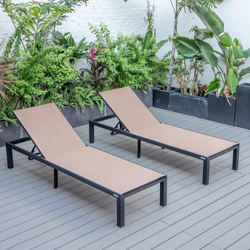Leisuremod Black Powder Coated Aluminum Frame Marlin Modern Patio ...