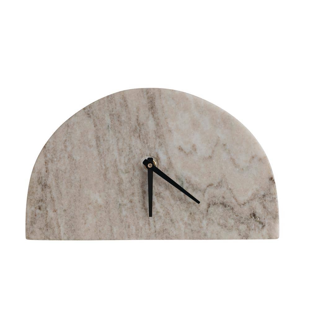 Storied Home Beige & Black Analog Marble Half Moon Decorative Mantle ...