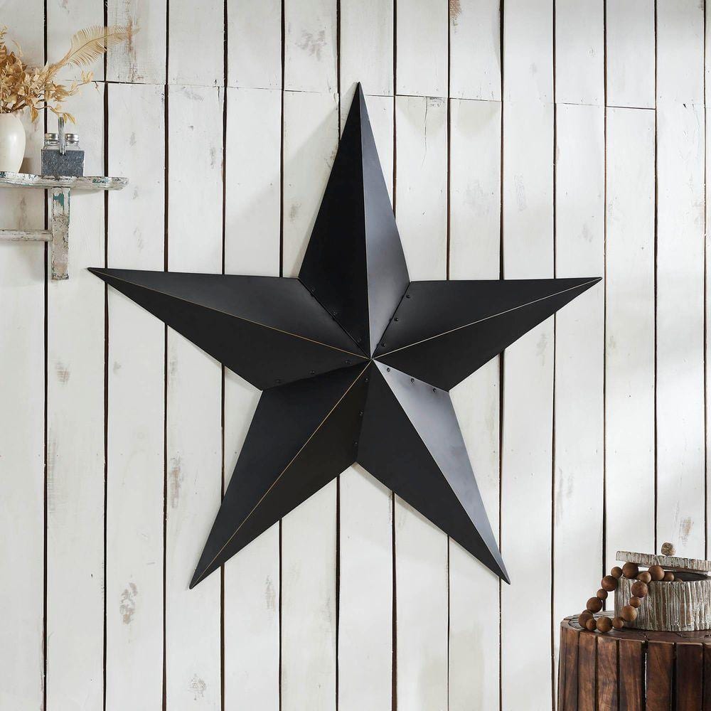 VHC BRANDS 1-Piece 48 in. x 48 in. Black Distressed Metal Star Wall ...