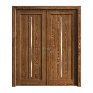 Sartodoors 84 in. x 96 in. Natural Oak Solid Wood Double Pocket Doors ...