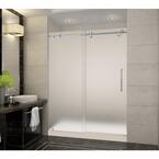 Aston Langham 60 in. x 32 in. x 77.5 in. Frameless Sliding Shower Door with Frosted in Stainless ...