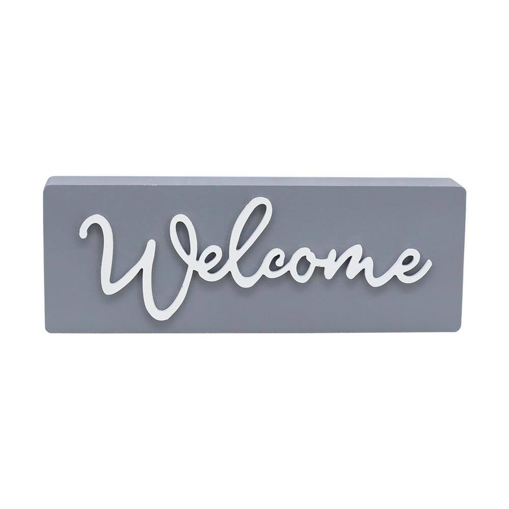 PARISLOFT Modern Farmhouse White 3D Cutout Welcome Word Gray Wood ...