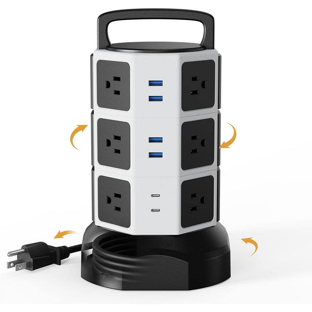 Yichuhaoxi Power Strip Tower Surge Protector 6.5 ft. Extension Cord 12 ...