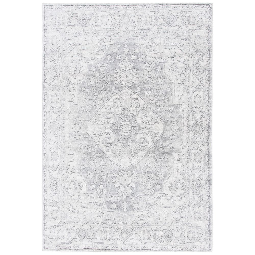 SAFAVIEH Luna 5 ft. x 8 ft. Gray/Ivory Ornate Medallion Area Rug ...