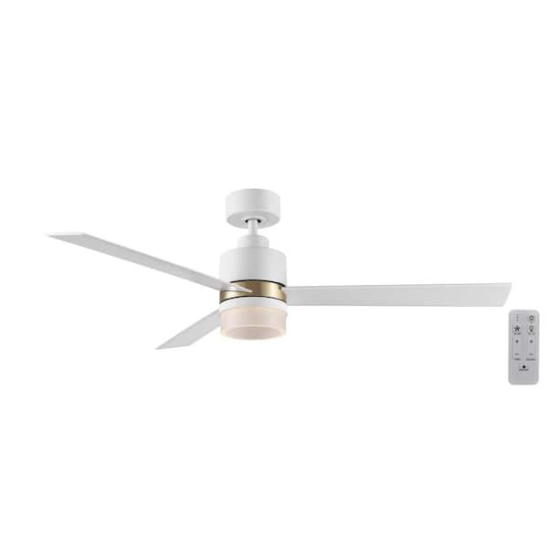 Hampton Bay Sereni 52 in. Indoor Matte White and Brushed Gold Downrod ...