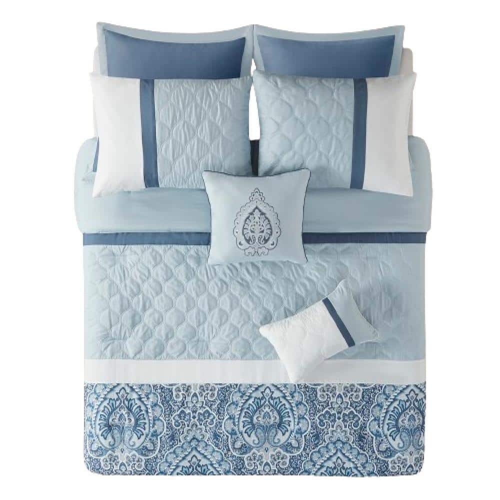 Afoxsos Quilted Damask Queen Polyester Comforter Set 1 Comforter/2 ...
