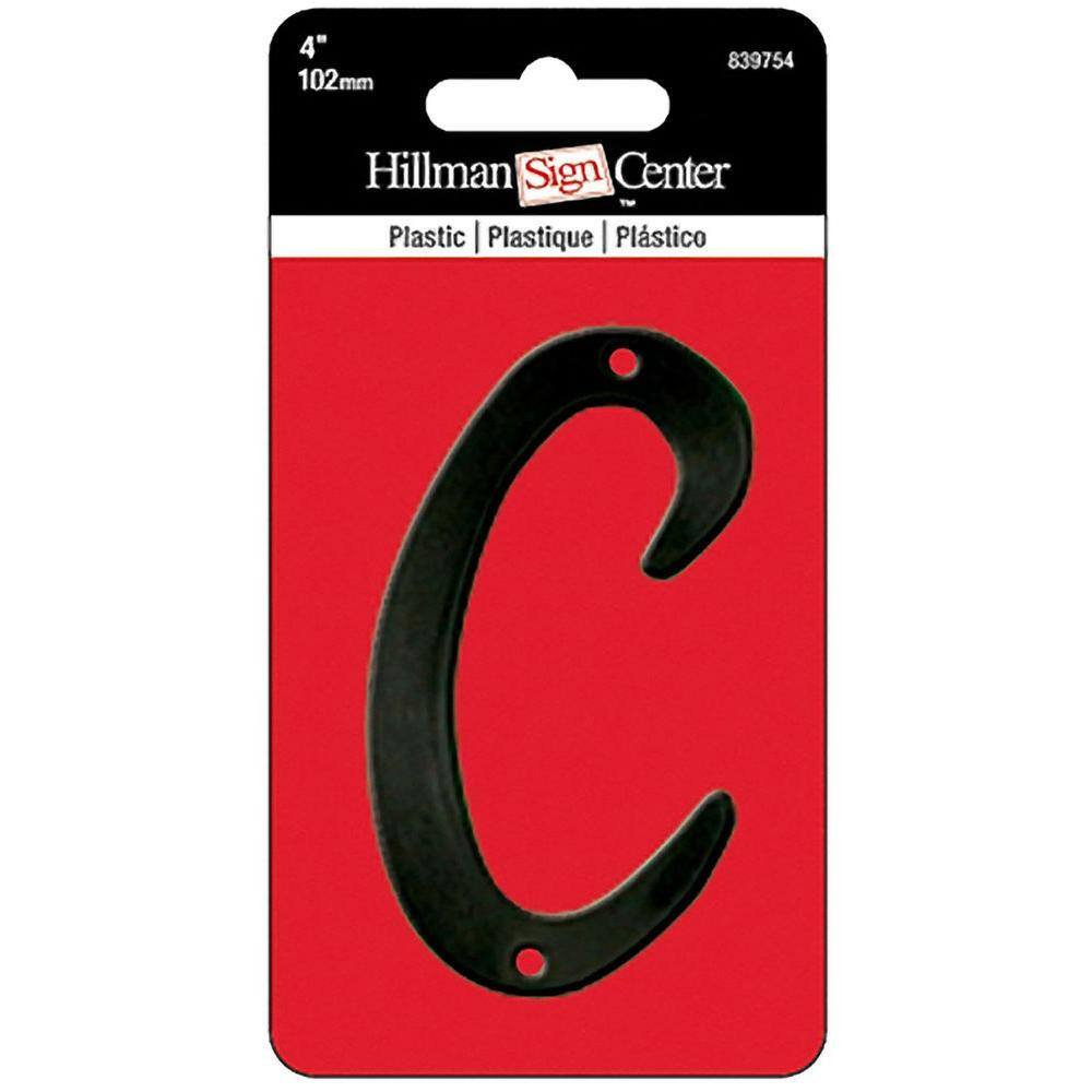 Hillman 4 in. Black Plastic Letter C 842535 - The Home Depot